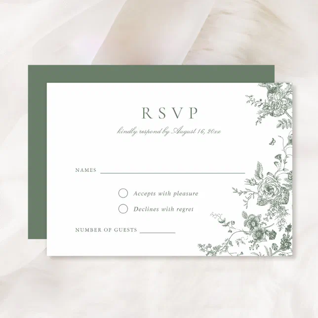 Elegant Floral Sage Green Botanical RSVP Card | Zazzle