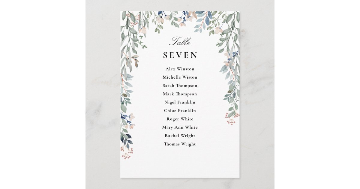 Elegant Floral Seating Plan Table Number | Zazzle