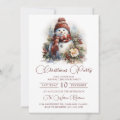 Elegant Floral Snowman Christmas Party Invitation | Zazzle