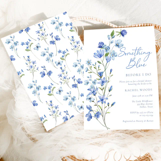 Elegant Floral Something Blue Bridal Shower Invitation | Zazzle