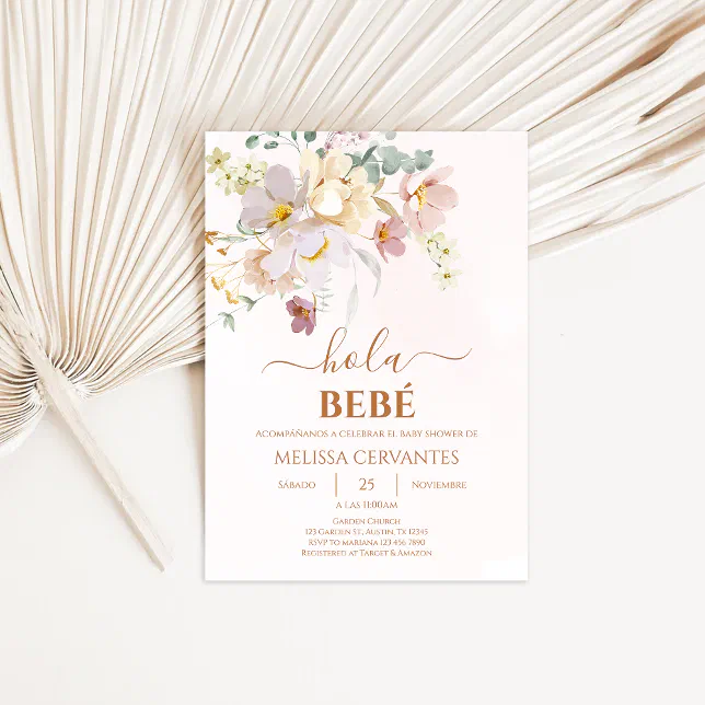 Elegant Floral Spanish Baby Shower Girl Invitation | Zazzle