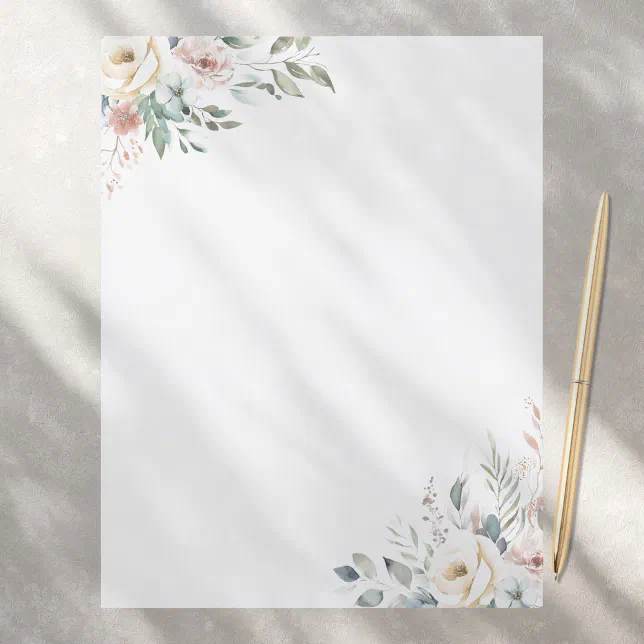 Elegant Floral Stationery Paper | Zazzle