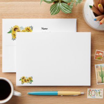 elegant floral, sunflowers envelope | Zazzle