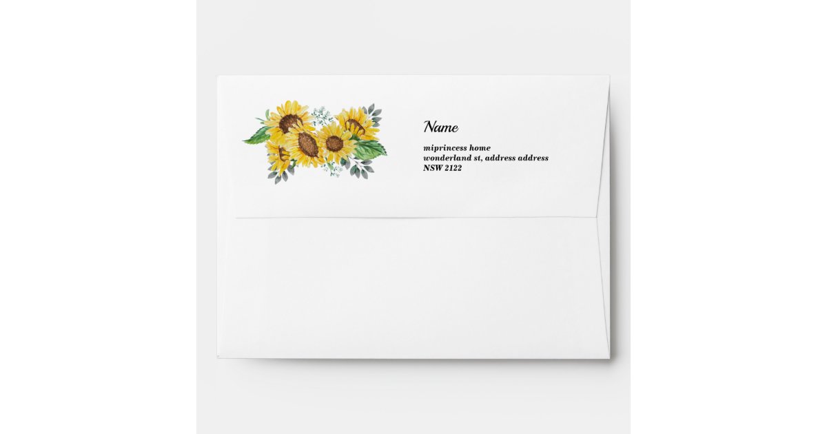 elegant floral, sunflowers envelope | Zazzle