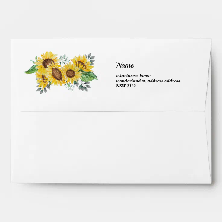 elegant floral, sunflowers envelope | Zazzle