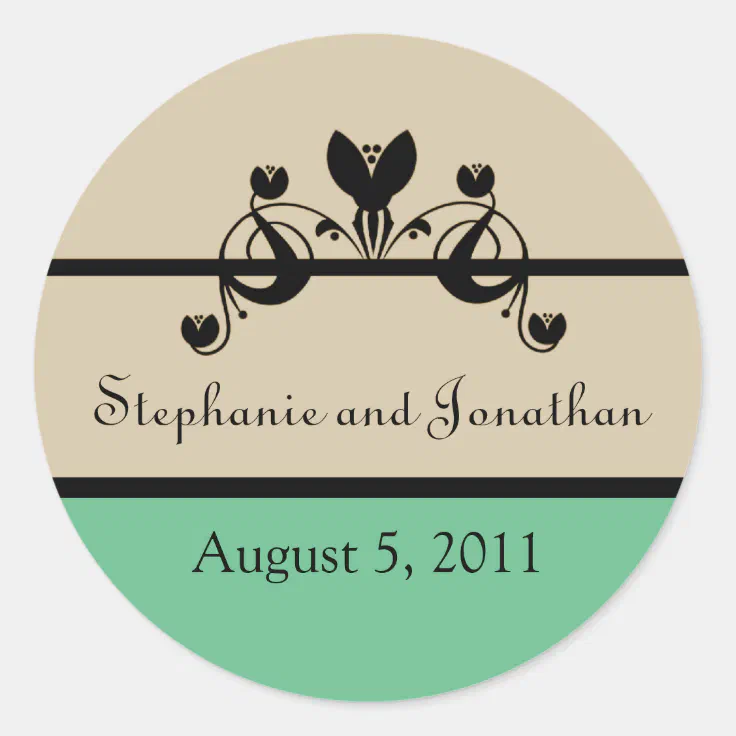 Elegant Floral Swirls Wedding Stickers | Zazzle