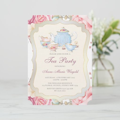 Elegant Floral Tea Party Invitation | Zazzle