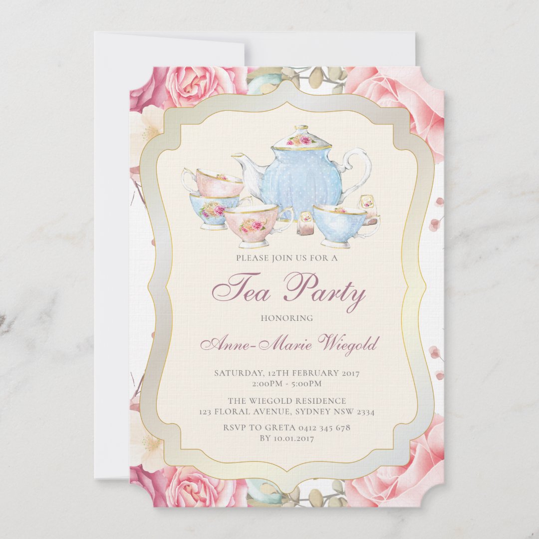 Elegant Floral Tea Party Invitation | Zazzle