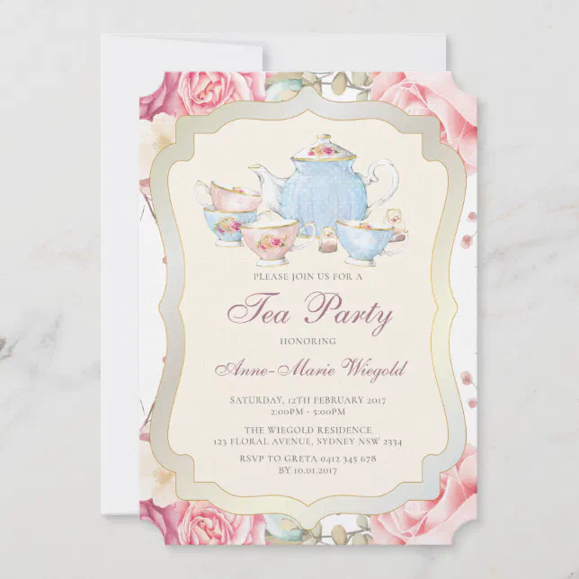 Elegant Floral Tea Party Invitation | Zazzle