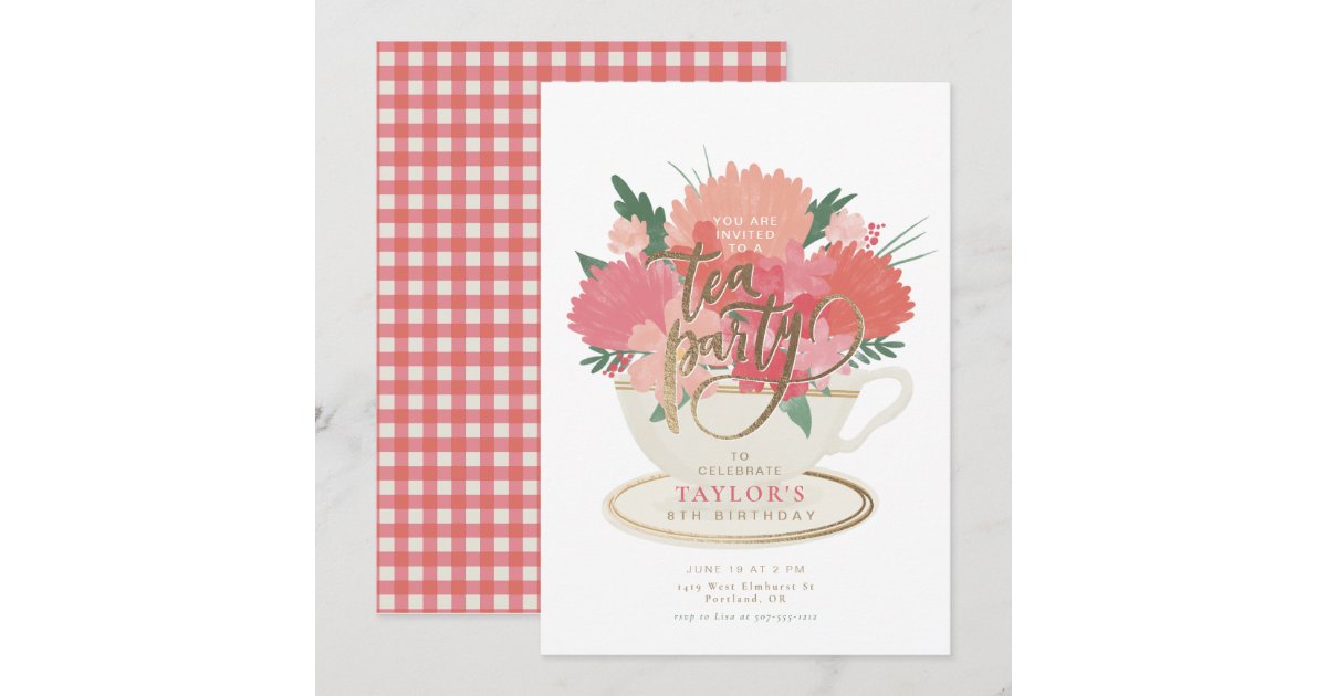 Elegant Floral Teacup Tea Party Invitation | Zazzle