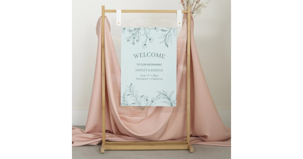 Elegant Floral Teal Welcome Wedding Poster | Zazzle