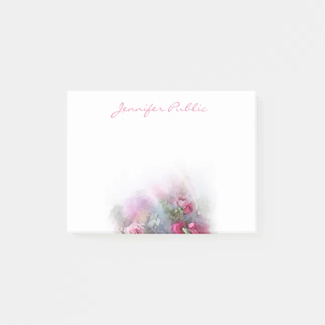 Elegant Floral Template Watercolor Roses Flowers Post-it Notes | Zazzle