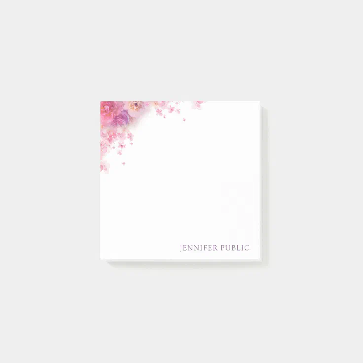 Elegant Floral Template Watercolor Roses Flowers Post-it Notes | Zazzle