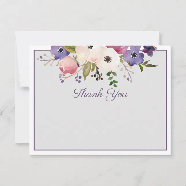 Elegant Floral Thank You Note Card | Zazzle