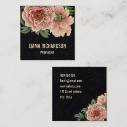 Elegant floral trendy pink peony business cards | Zazzle