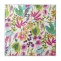 Elegant Floral Tropical Pattern Ceramic Tile | Zazzle