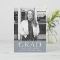 Elegant Floral Type Slate Blue Graduation Party Invitation | Zazzle