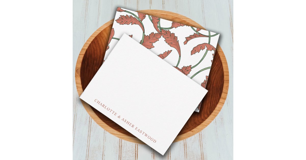Elegant Floral Vines Couple Newlyweds Wedding Note Card | Zazzle
