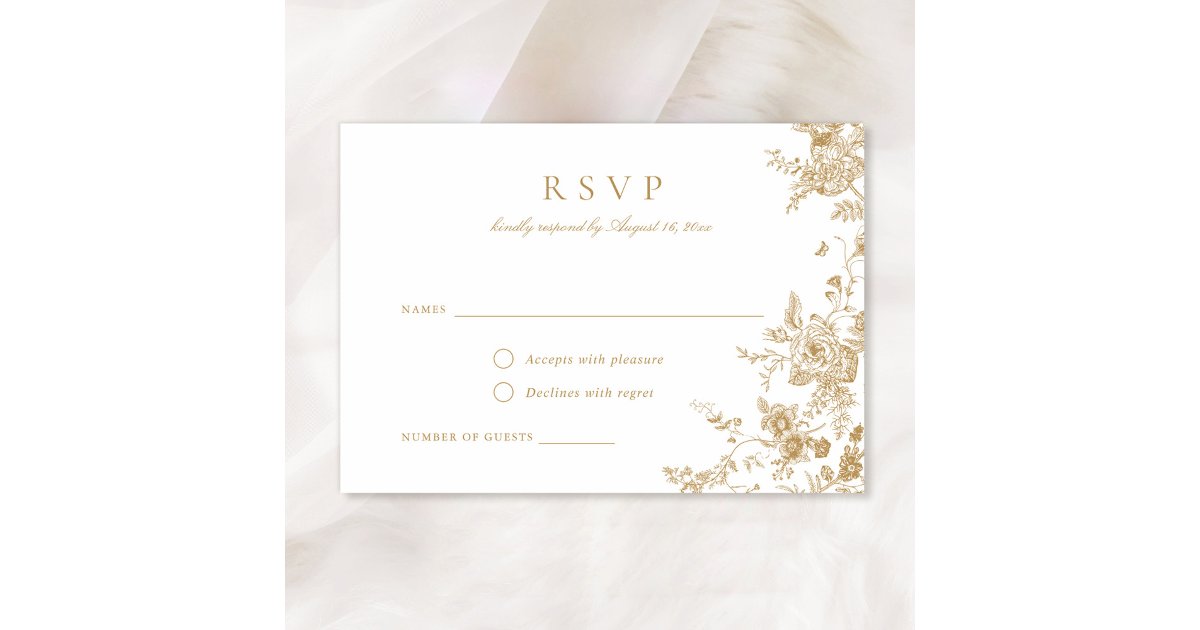 Elegant Floral Vintage Botanical Gold RSVP Card | Zazzle