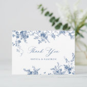 Elegant Floral Vintage Botanical Navy Blue Thank You Card | Zazzle