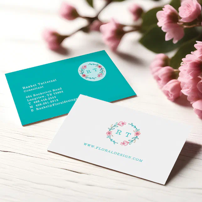 Elegant Floral Watercolor Botanical Crest Wreath Business Card | Zazzle