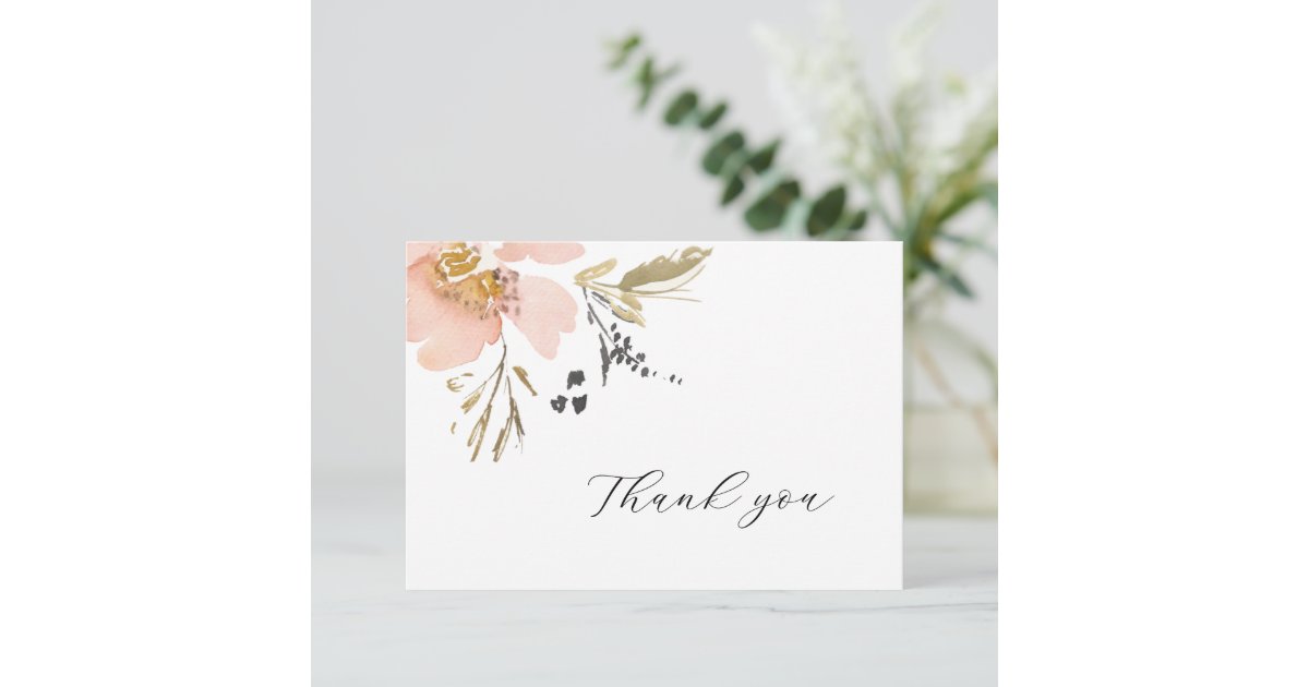 Elegant Floral Watercolor Script Thank You Card | Zazzle