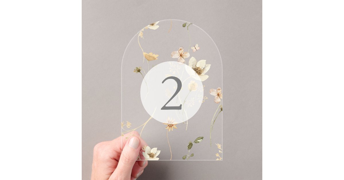 Elegant Floral Wedding Acrylic Arch Table Number | Zazzle