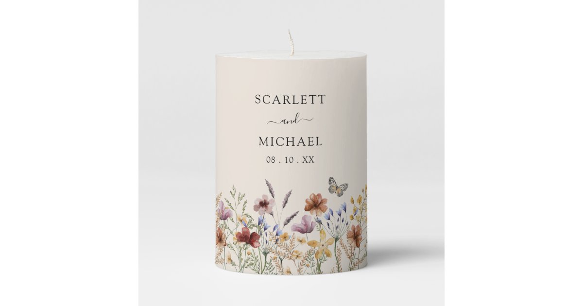 Elegant Floral Wedding Candle | Zazzle