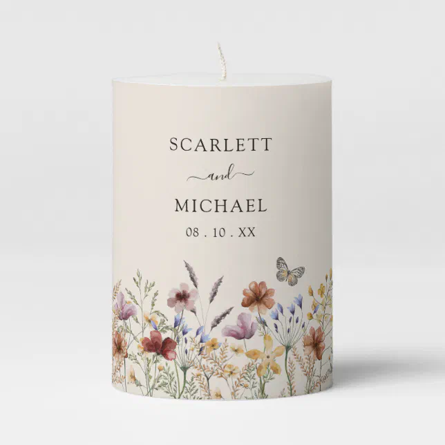 Elegant Floral Wedding Candle | Zazzle