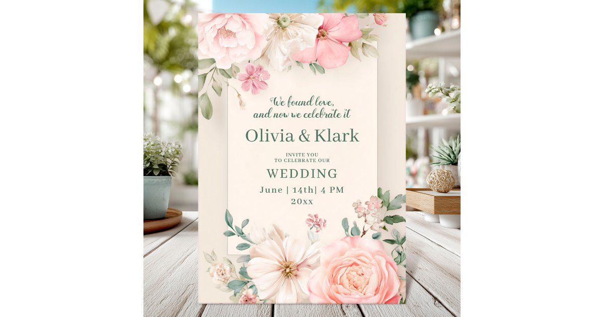 Elegant floral wedding card design | Zazzle