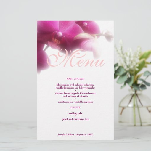 Elegant Floral Wedding Dinner Menu Card | Zazzle