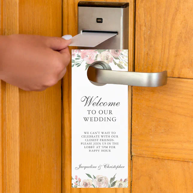 Elegant Floral Wedding Do Not Disturb & Welcome Door Hanger | Zazzle