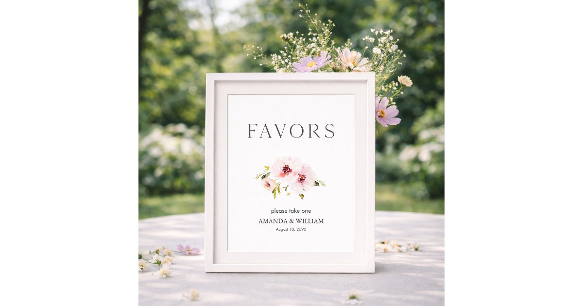 Elegant Floral Wedding Favor Sign | Zazzle