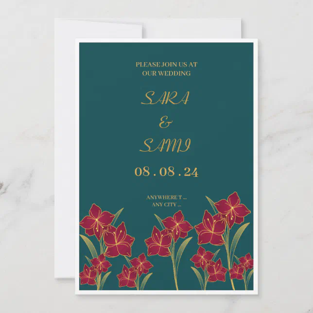 Elegant Floral Wedding Invitation | Zazzle