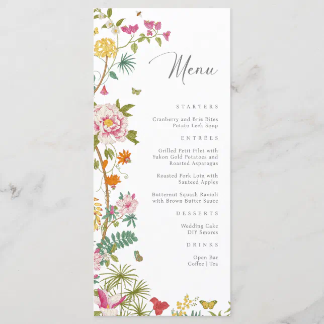 Elegant Floral Wedding Menu | Zazzle