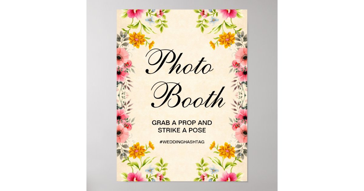 Elegant Floral Wedding Photo Booth Sign | Zazzle