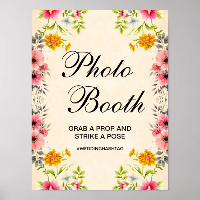 Elegant Floral Wedding Photo Booth Sign | Zazzle