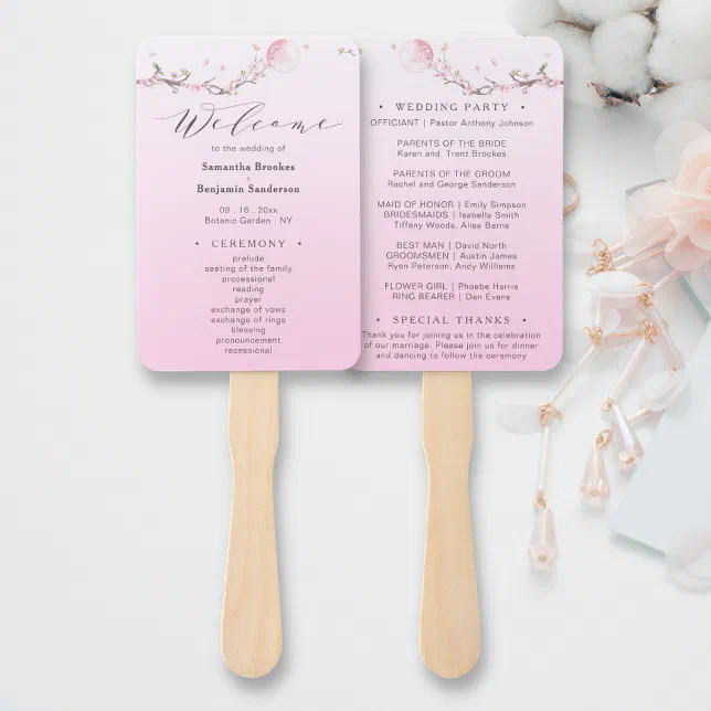 Elegant Floral Wedding Program Hand Fan | Zazzle