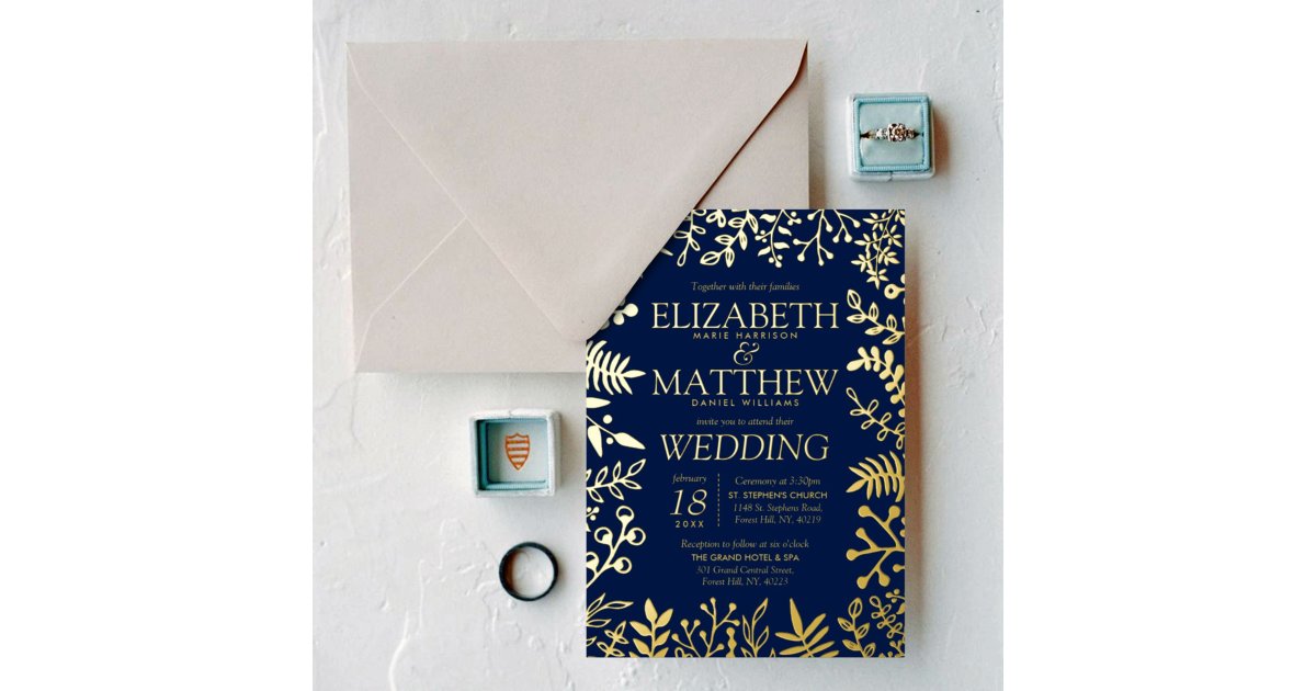 Elegant Floral Wedding Real Foil Invitation | Zazzle