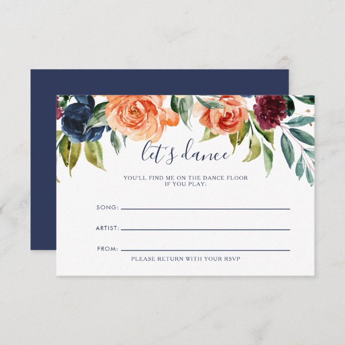 Elegant Floral Wedding Song Request Card | Zazzle.com