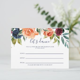 Elegant Floral Wedding Song Request Card | Zazzle