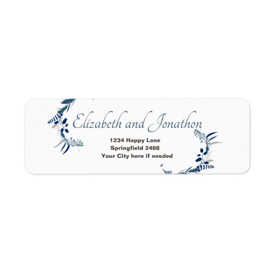 Elegant Floral Wedding with Blue Address label | Zazzle.com