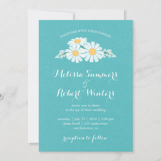 Elegant Floral White Daisies Wedding Invitation | Zazzle