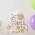 Elegant Floral White Gold Wrapping Paper | Zazzle
