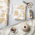Elegant Floral White Gold Wrapping Paper | Zazzle