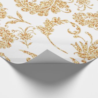 Elegant Floral White Gold Wrapping Paper | Zazzle