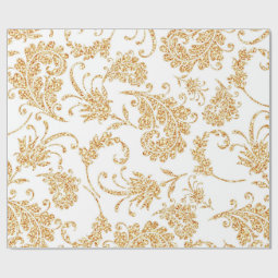Elegant Floral White Gold Wrapping Paper | Zazzle