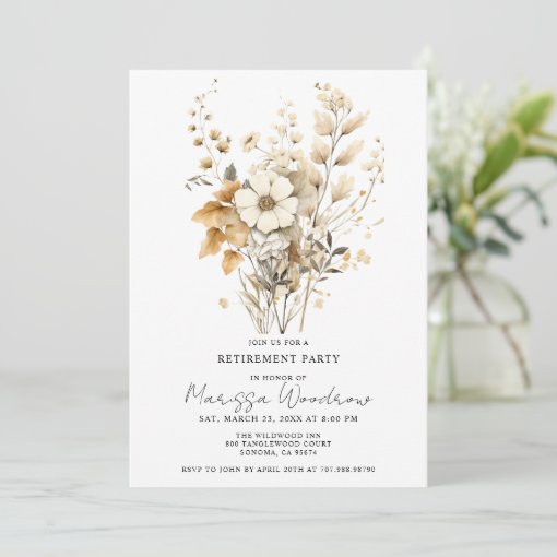 Elegant Floral Wildflowers Retirement Party Invitation | Zazzle