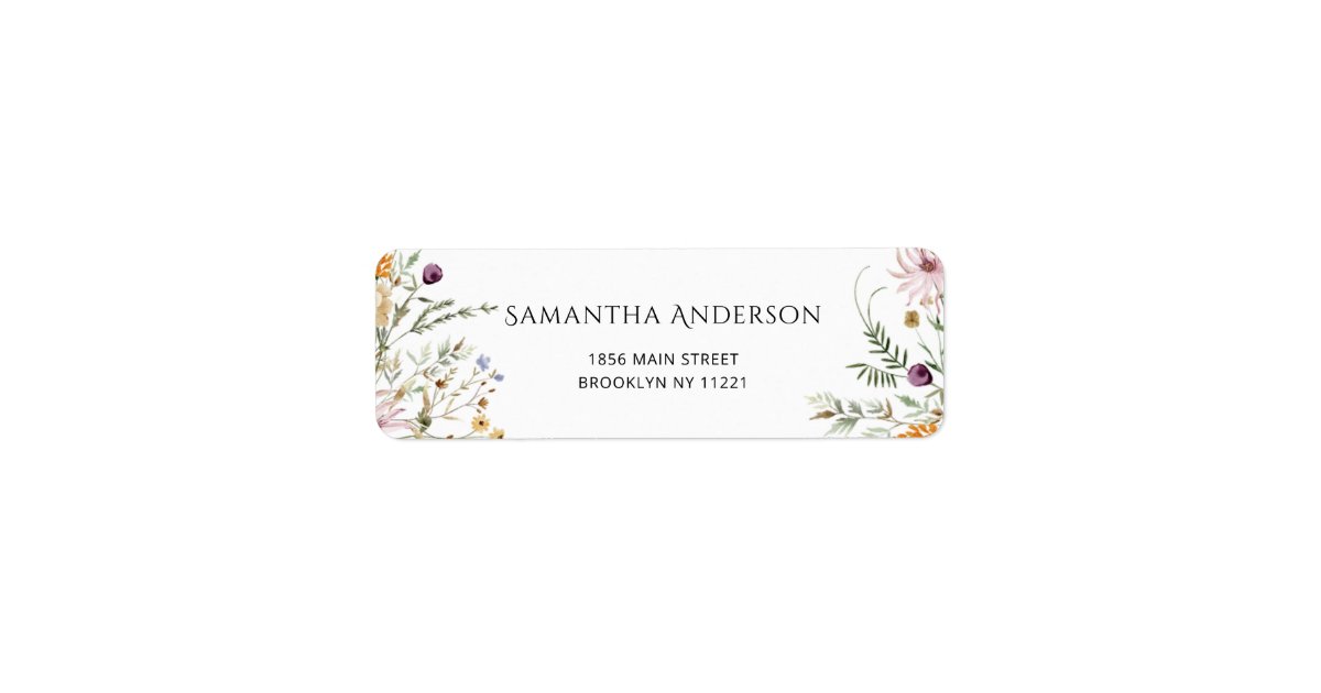 Elegant Floral Wildflowers Return Address Label | Zazzle