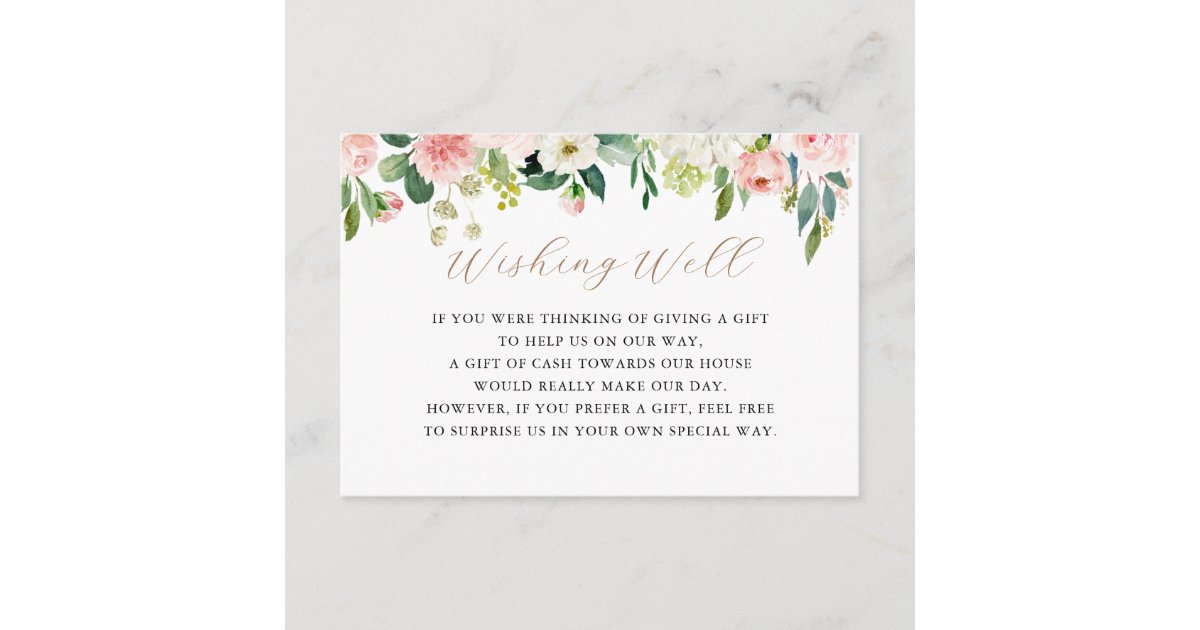 Elegant Floral Wishing Well Enclosure Card | Zazzle